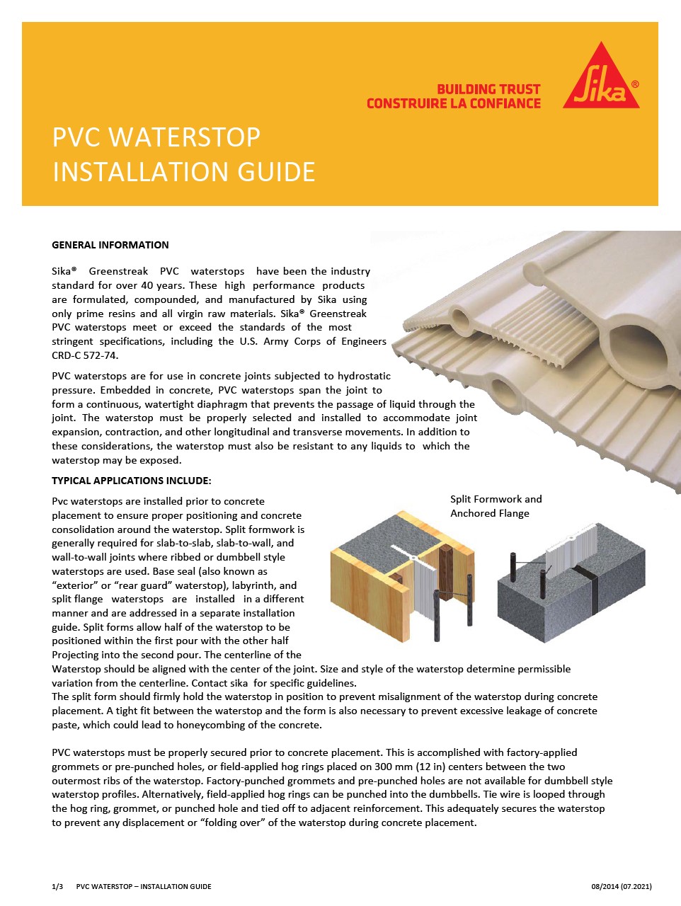 Greenstreak® PVC Waterstop | Greenstreak PVC Waterstops